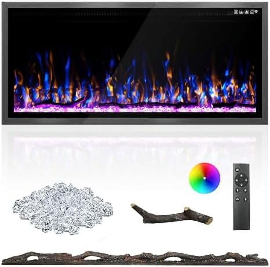 42 Inch Electric Fireplace-Ultra Narrow Fireplace Recessed/Wall Mounted ...