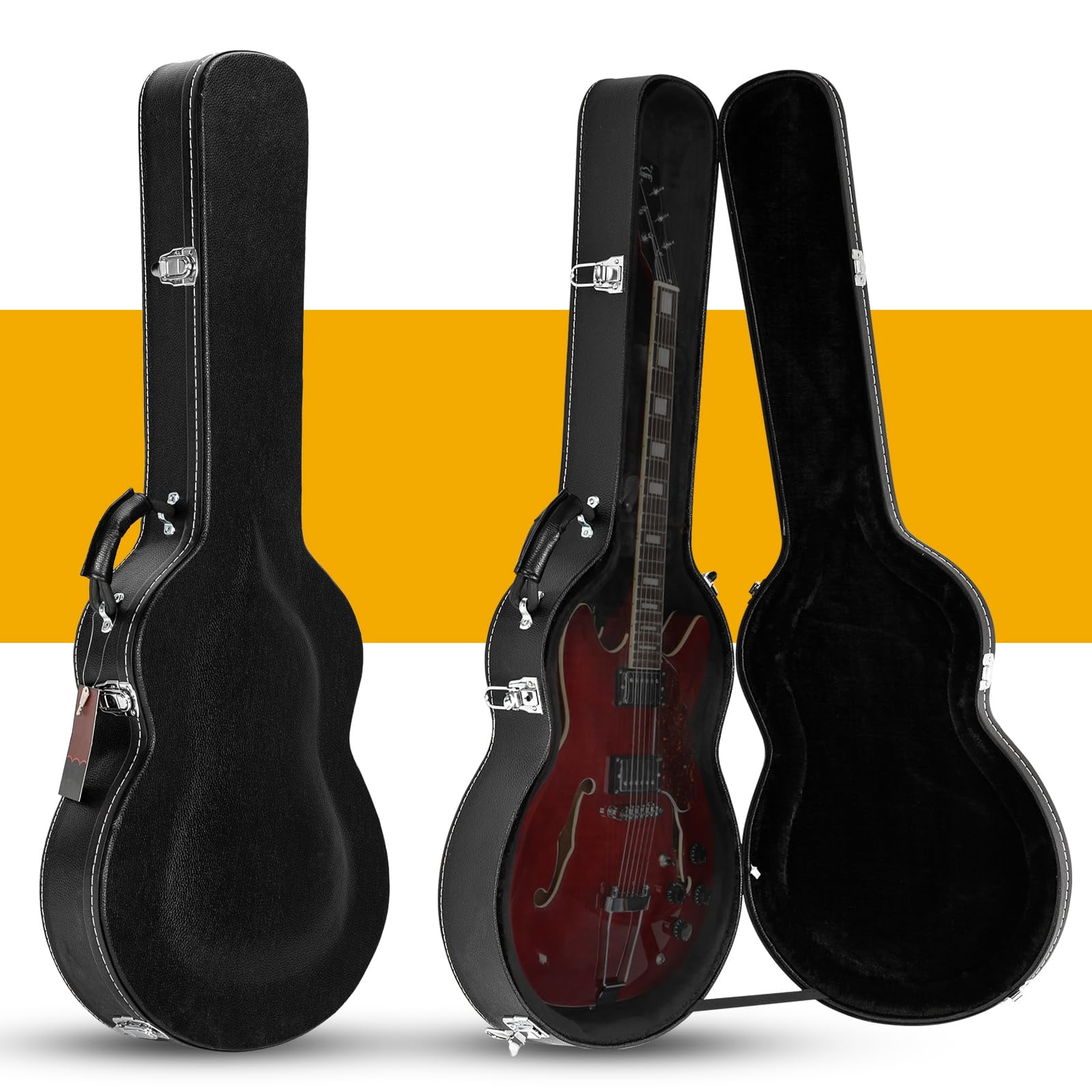 42-Inch Hardshell Electric Guitar Case, Wooden Construction with Lock ...