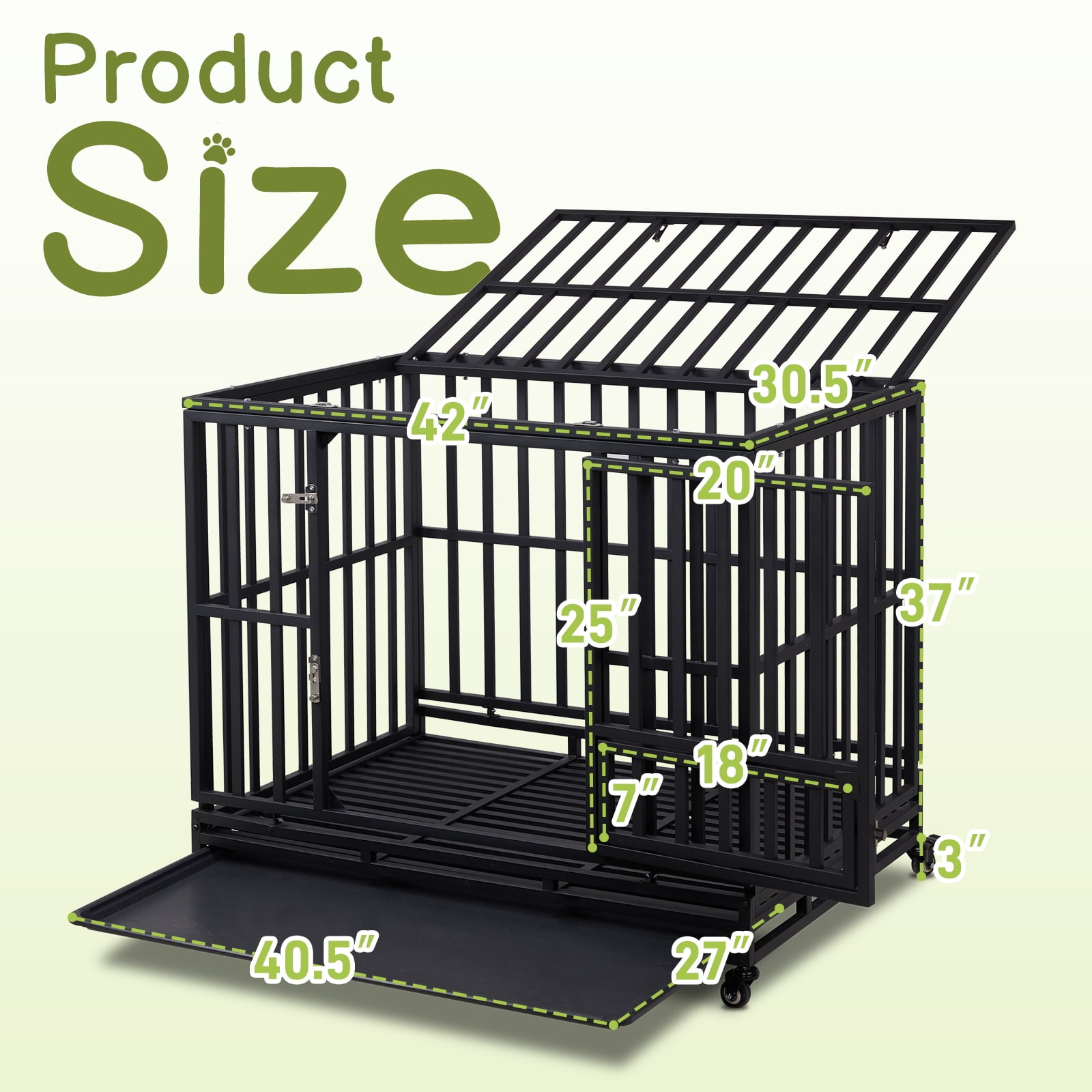 42 Inch Heavy Duty Dog Crate, 3-Door Dog Kennel for Medium to Large ...