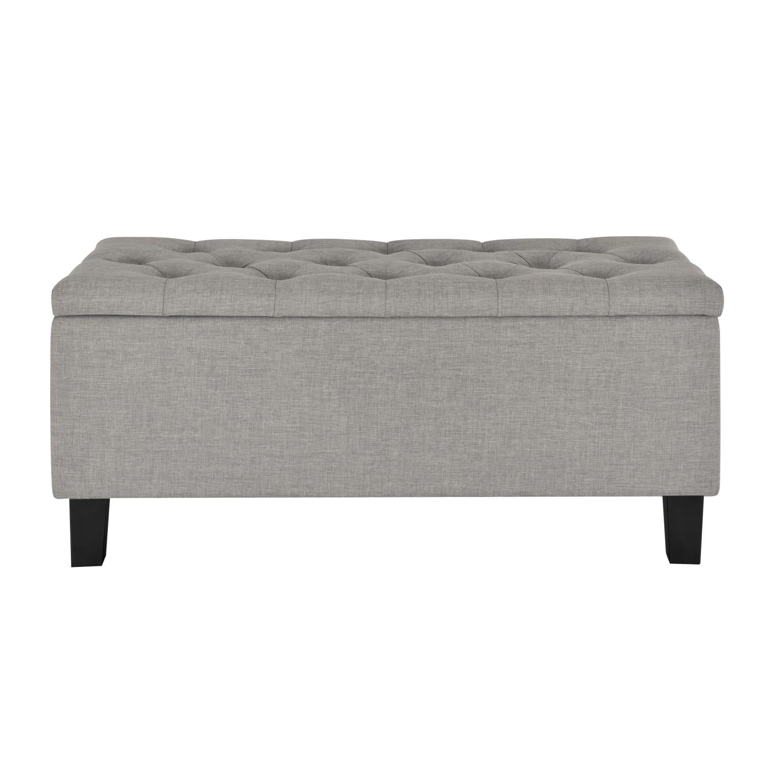 42 Inch Hinged Top Storage Bench w/ Diamond Tufted Seat in Glacier ...