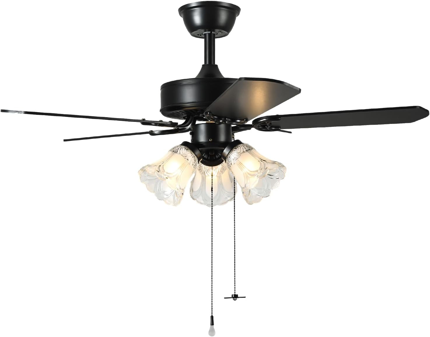 42 Inch Indoor Ceiling Fan with Pull-Chain and Three LED Light Bulbs ...