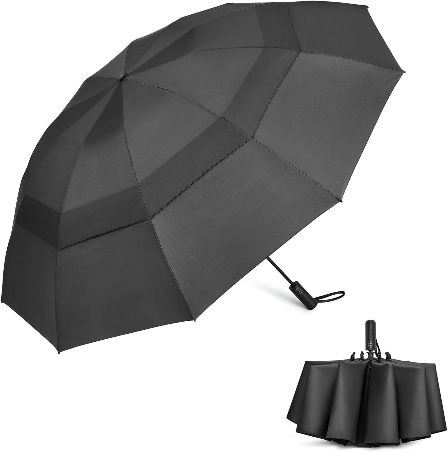 42 Inch Inverted Compact Golf Umbrella for Rain Reverse Travel Umbrella ...