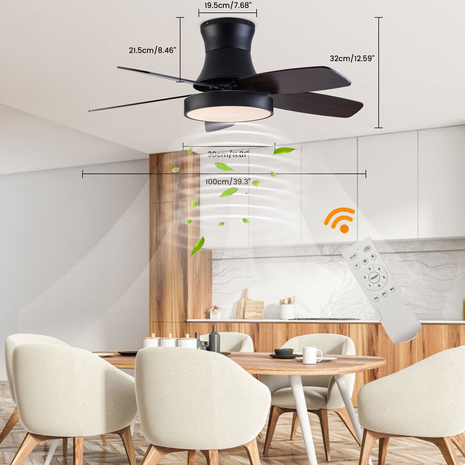 42-Inch Low Profile Ceiling Fan with LED Lights Remote Control ...