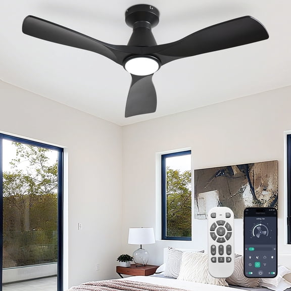 DingLiLighting 42-Inch Ceiling Fan with Lights: White Flush Mount ...