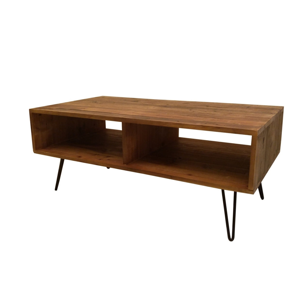 42 Inch Modern Cocktail Coffee Table with Open Compartments, Brown Wood ...
