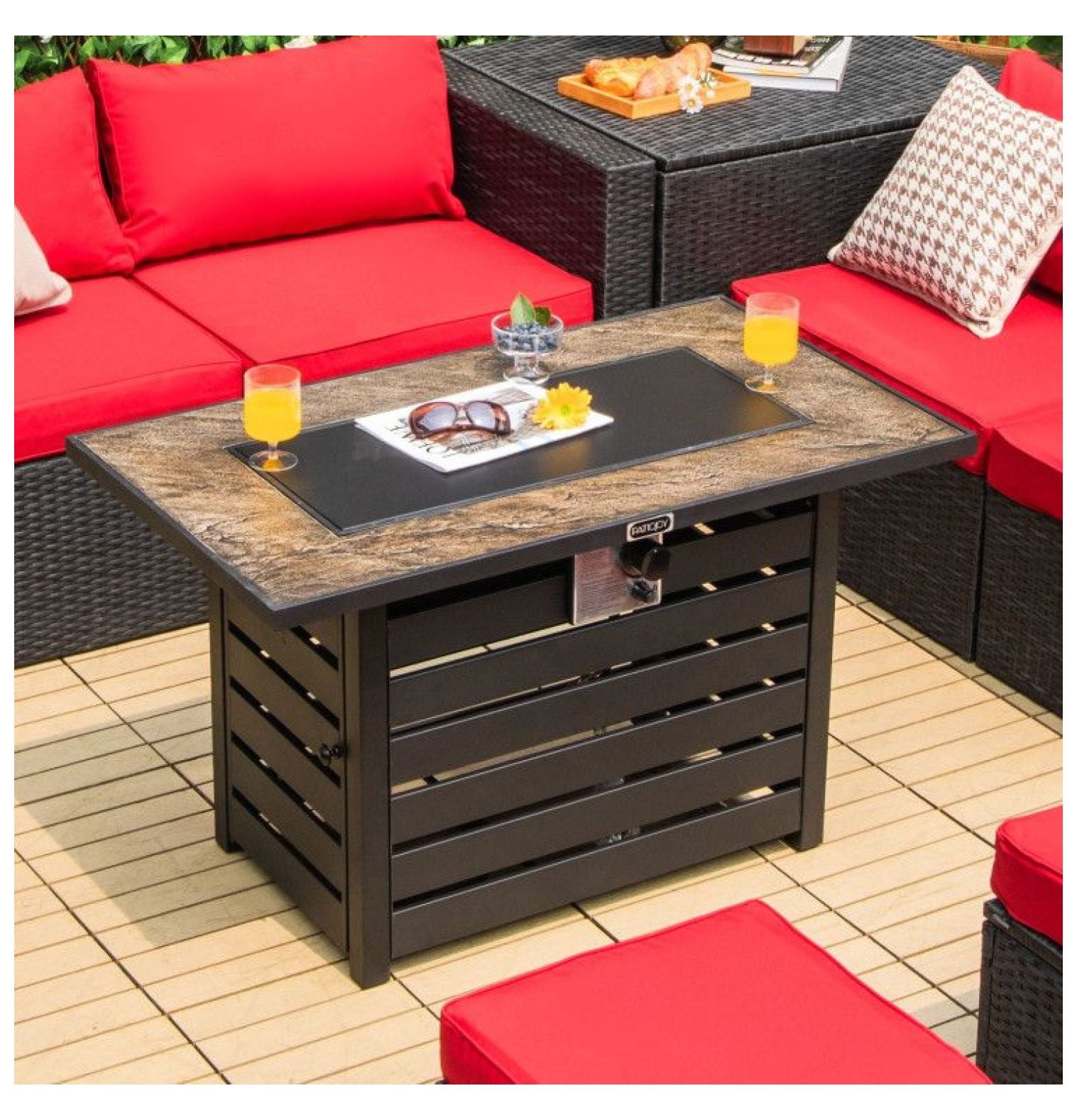 42 Inch Propane Fire Pit Table, 50000 BTU Outdoor Fireplace with Ore ...