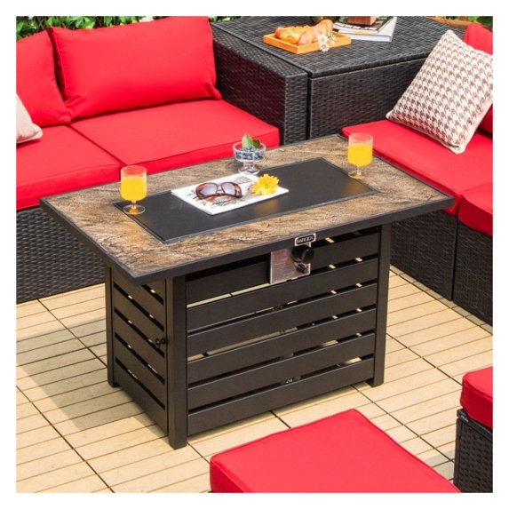 42 Inch Propane Fire Pit Table, 50000 BTU Outdoor Fireplace with Ore ...