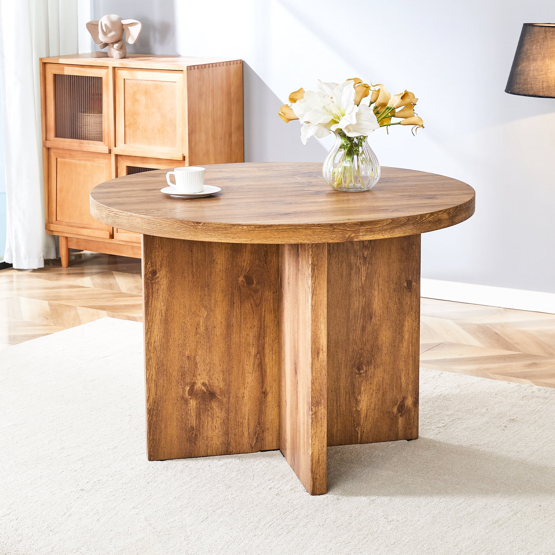 42 Inch Round Dining Table, Material, Solid For Home, Cafe, Restaurant ...