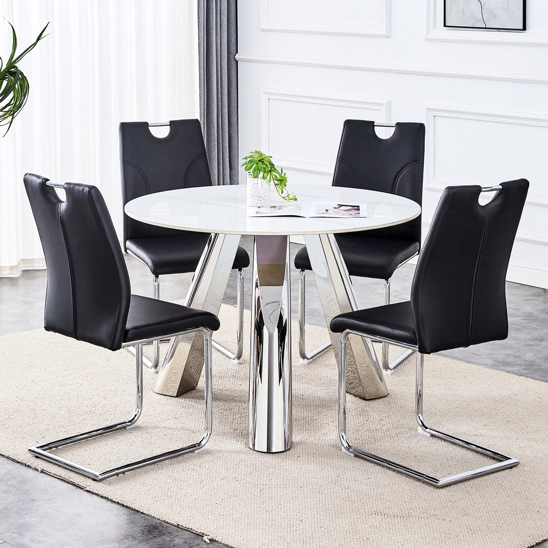 42 - Inch Round Table with 4 Chairs | Perfect for Modern Dining ...