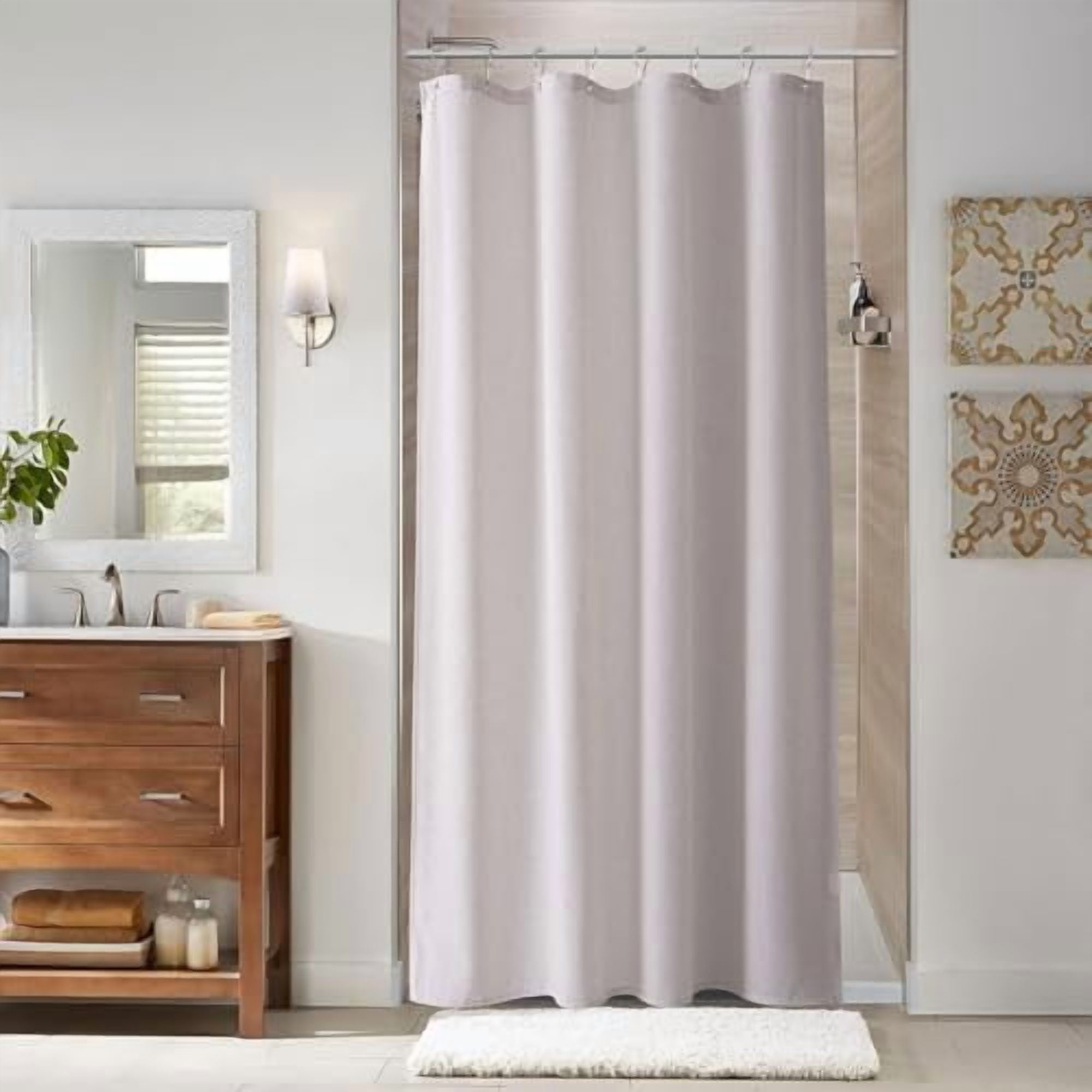 42 Inch Shower Curtain - Stall Narrow Half Green Linen Ultra Thick ...