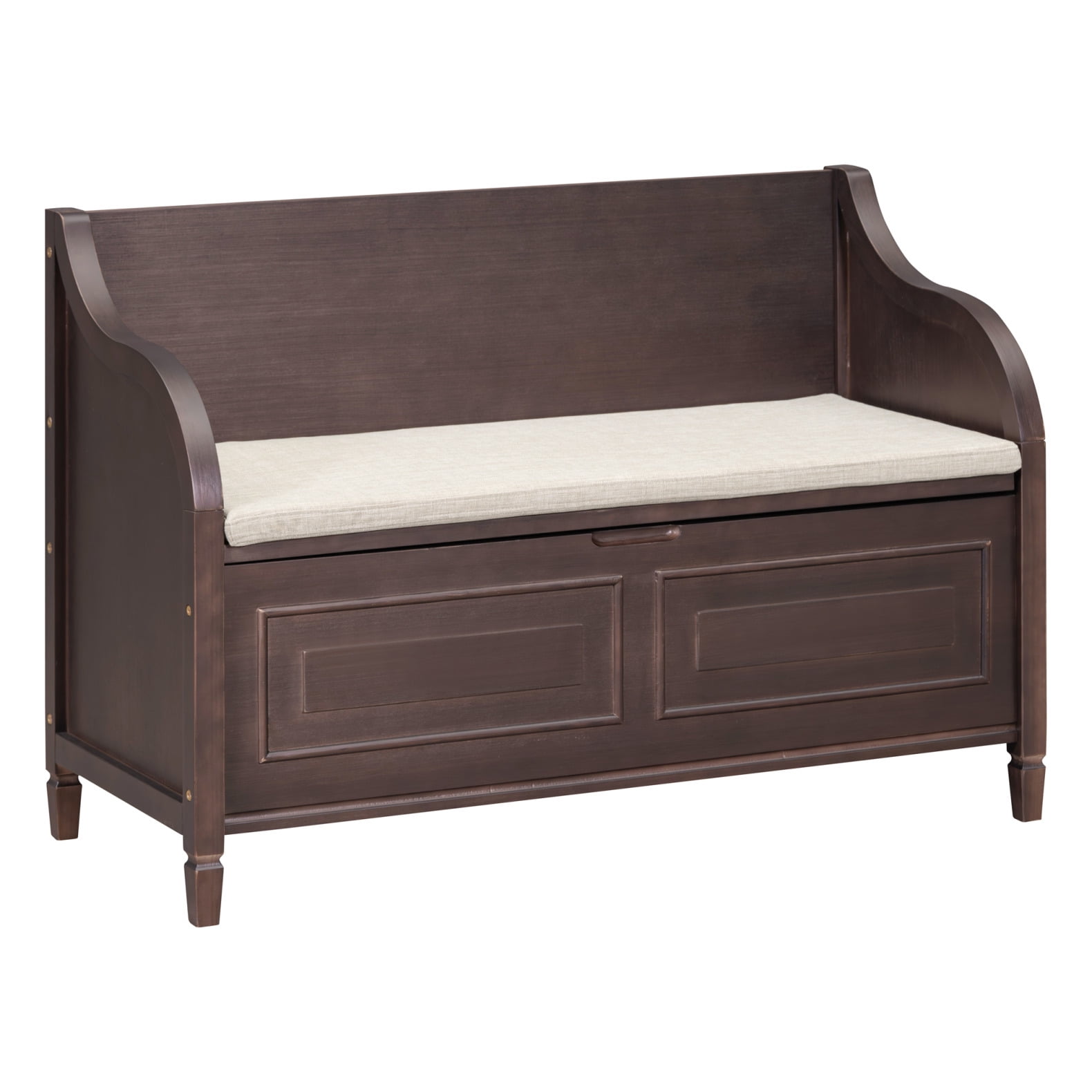 42 Inch Storage Bench with Safety Hinge, Rustic Style Shoe Bench with ...