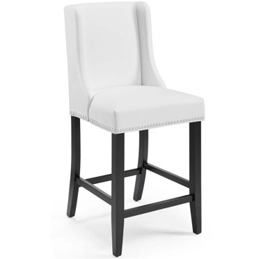 Baxton Studio Aries White Modern Bar Stool with Nail Head Trim (Set of ...