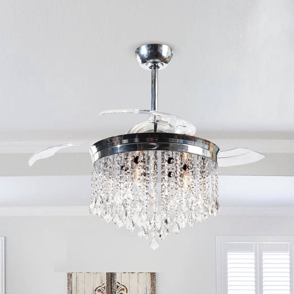 42 Inches Fandelier Ceiling Fan with Lights and Remote, Crystal ...