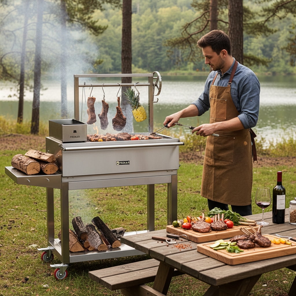 42" Infinity SS304 Argentine Charcoal and Wood BBQ Grill - Walmart ...