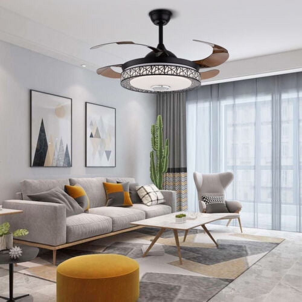 42" Invisible Ceiling Fan Light Bluetooth Music Player LED Lamp With Remote - Walmart.com