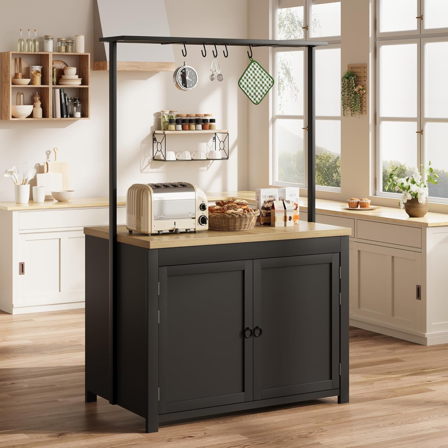 42" Kitchen Island with Storage, Multi-Functional Island Table with 2 ...