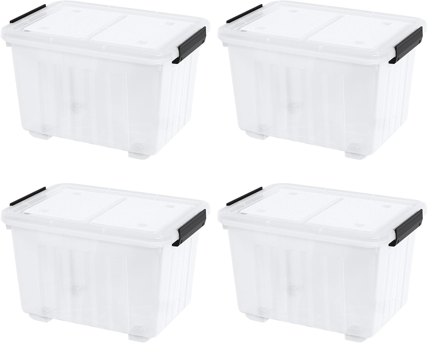 42 L 4 Packs Plastic Storage Box with Latching Lid, Clear Storage ...