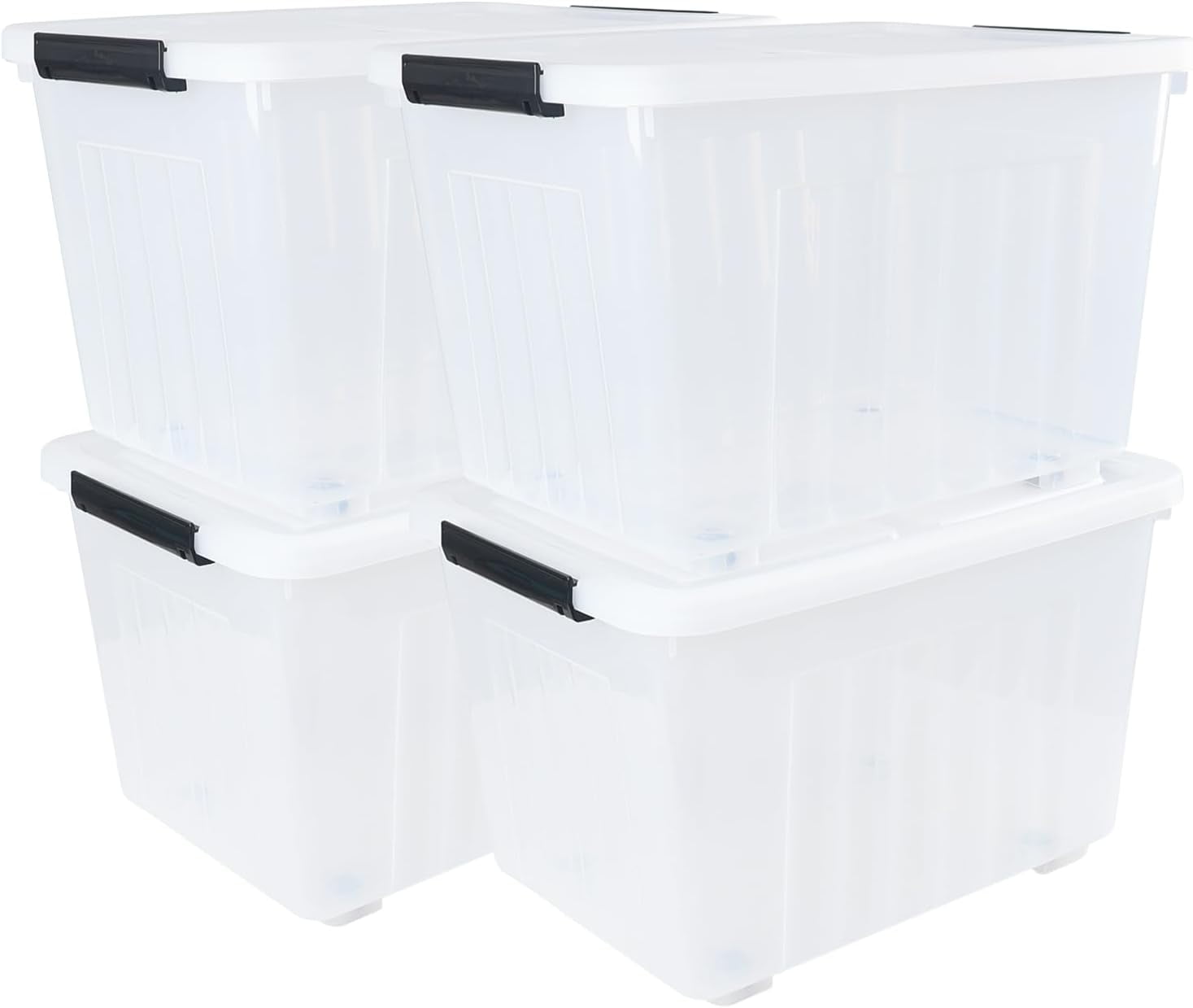 42 L Clear Latching Storage Bin with Lid, 4 Packs Large Plastic Storage ...