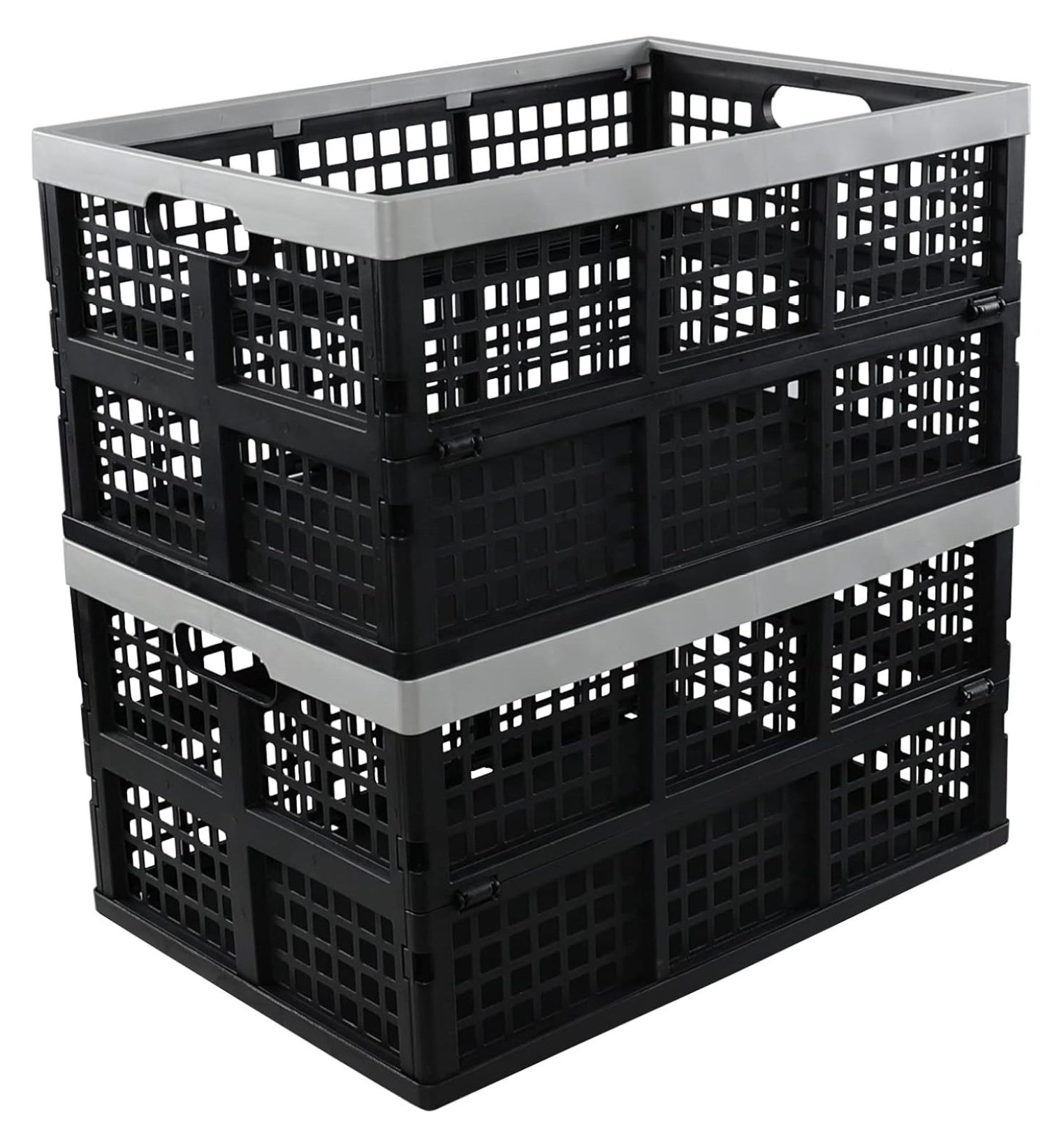 42 L Collapsible Crate Storage, Plastic Folding Storage Crates, 2 Pack ...