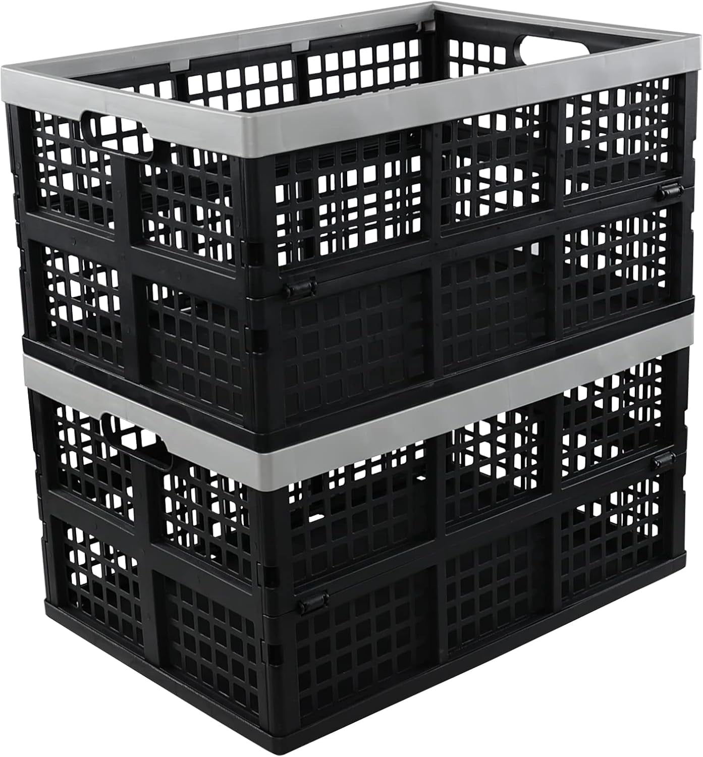 42 L Collapsible Crate Storage, Plastic Folding Storage Crates, 2 Pack ...