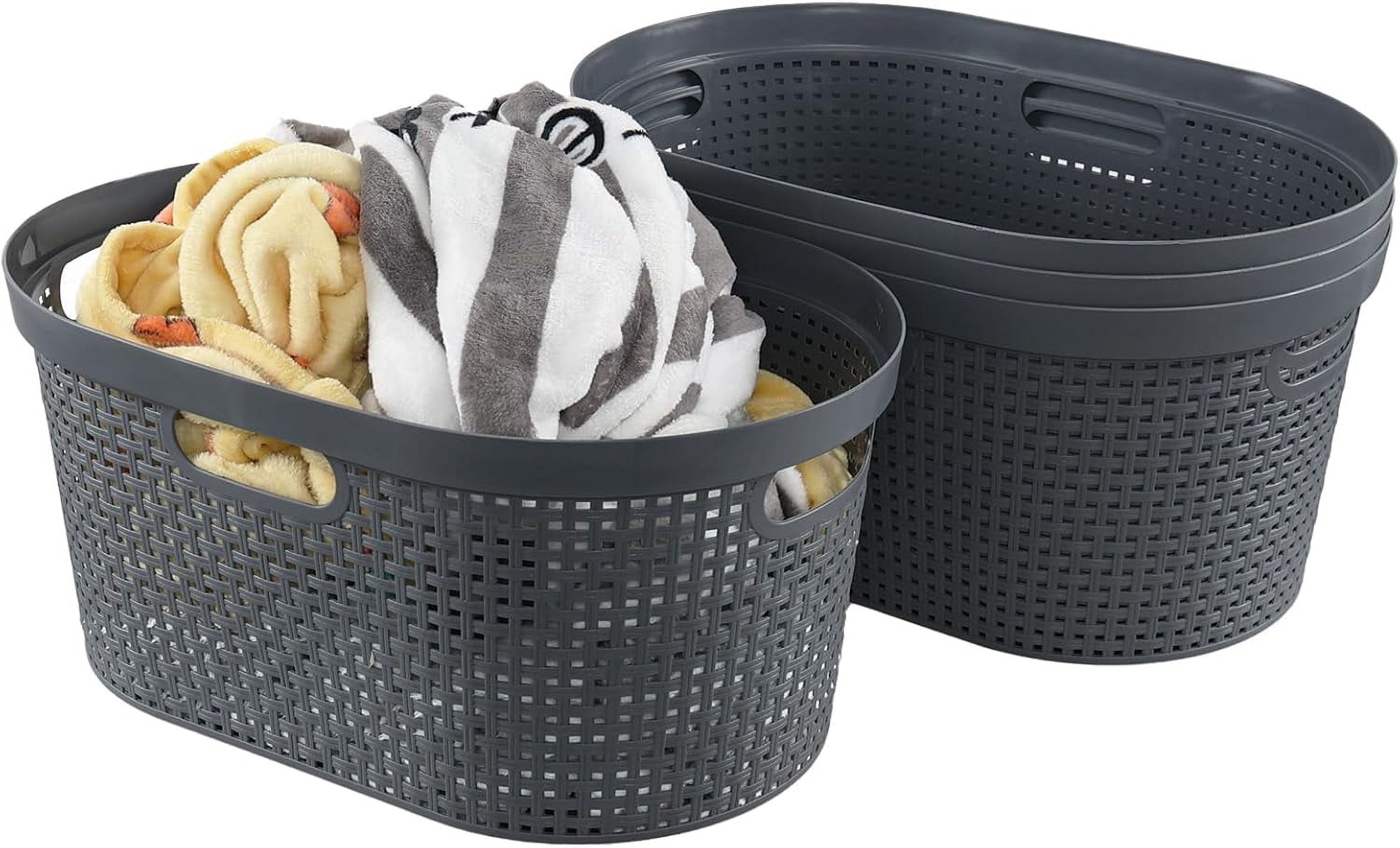 42 L Large Plastic Laundry Baskets with Cut-Out Handles, 4-Pack Plastic ...