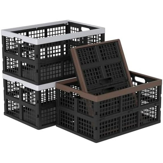 42 L Plastic Collapsible Storage Crates, Large Foldable Storage Crates ...