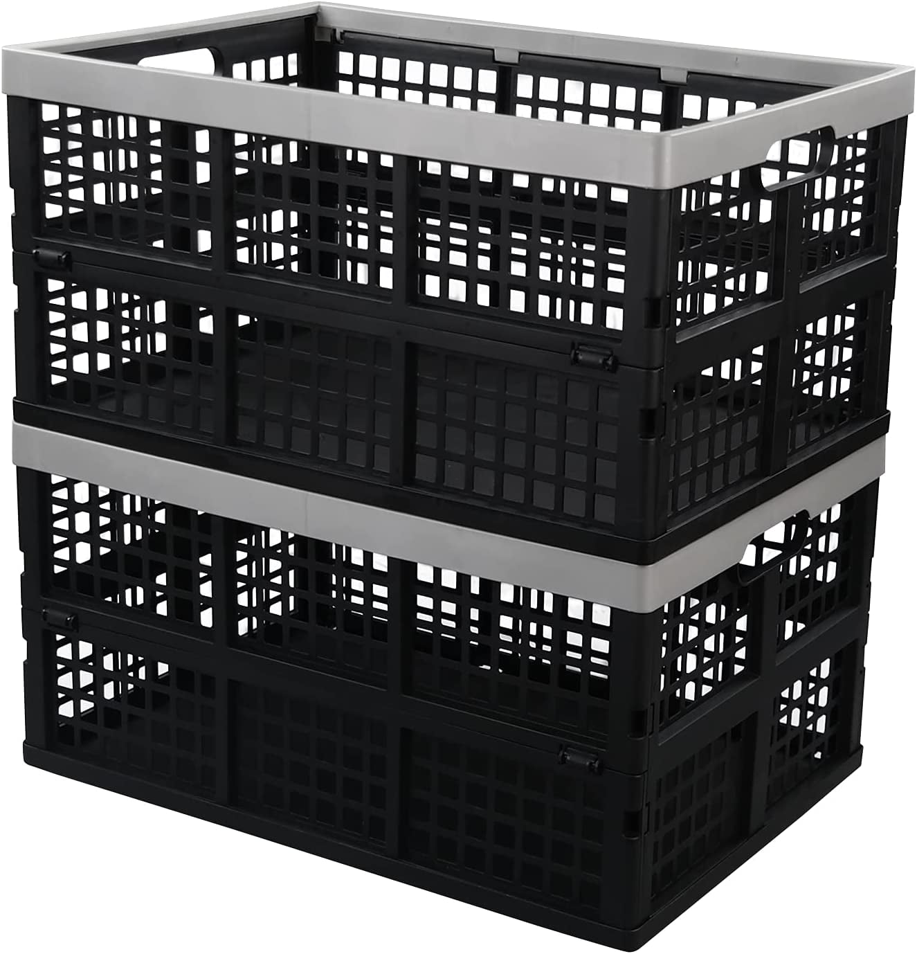 42 L Stackable Plastic Folding Crate, Plastic Collapsible Storage ...