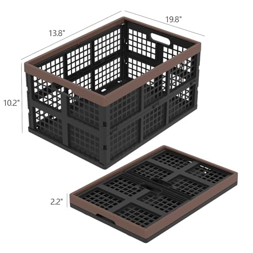 42 L Stacking Collapsible Storage Crates, Large Plastic Folding Crates ...