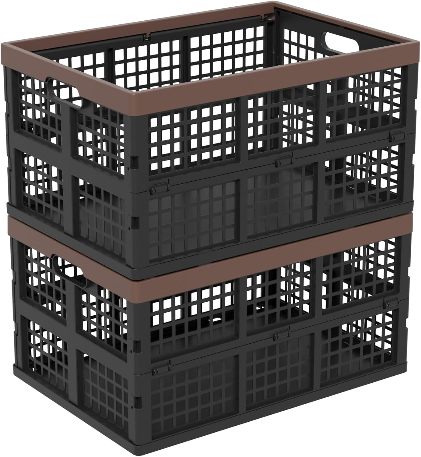 42 L Stacking Collapsible Storage Crates, Large Plastic Folding Crates ...