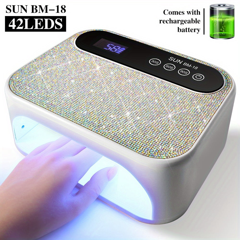 42 LED Cordless UV Nail Lamp with Touch Display, Rechargeable Quick-Dry ...
