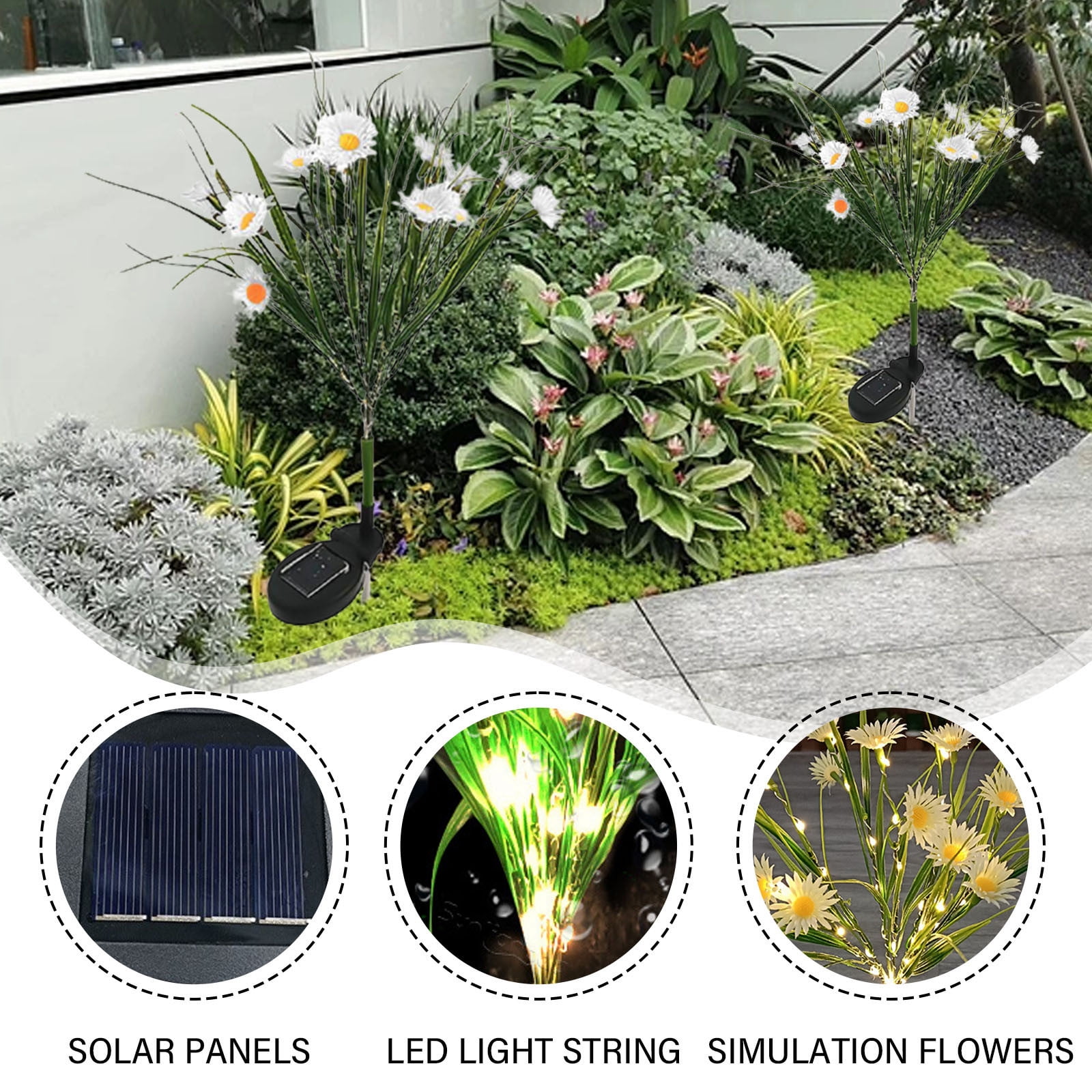 42 LED Solar Garden Lights - Multicolor Daisies Stake Lights for Yard ...