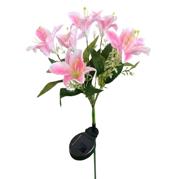 42 LED lights Solar Lily Flower Garden Stake Light Outdoor Waterproof ...