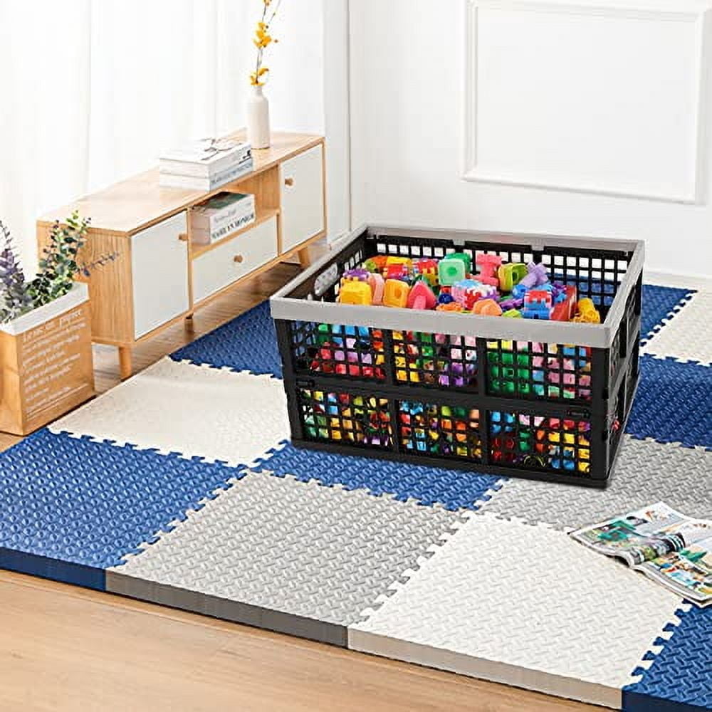 42 Liter Collapsible Storage Crates Plastic, Large Foldable Crates Set ...