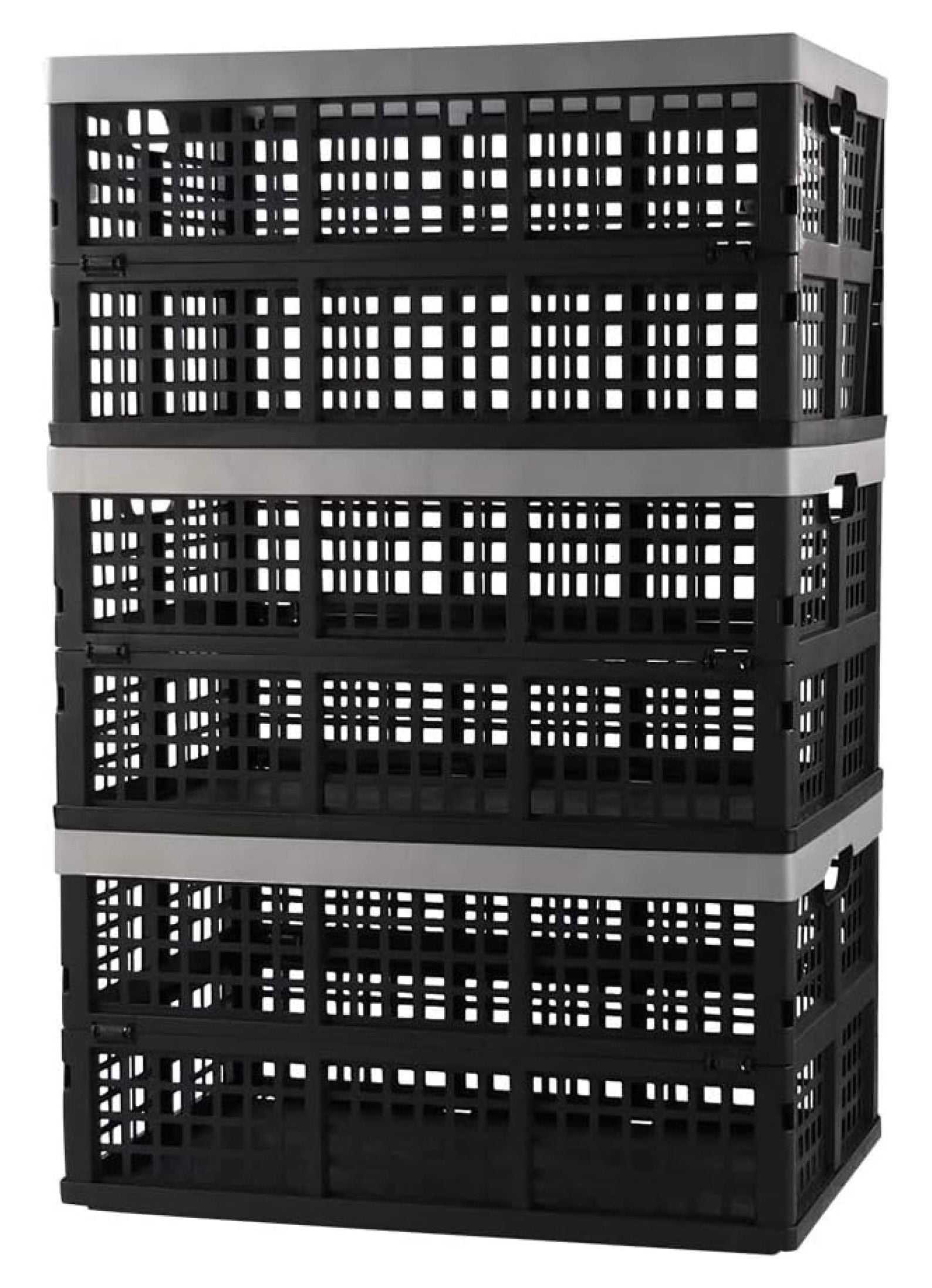 42 Liter Large Collapsible Crate, Plastic Folding Storage Crates Set of ...