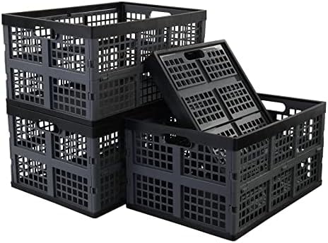 42 Liter Plastic Collapsible Storage Crate, Stacking folding crate, 4 ...
