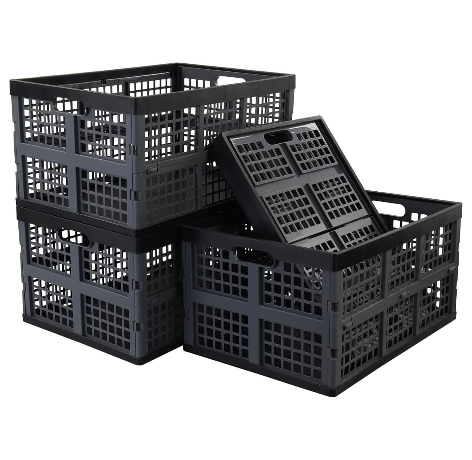 42 Liter Plastic Collapsible Storage Crate, Stacking folding crate, 4 ...