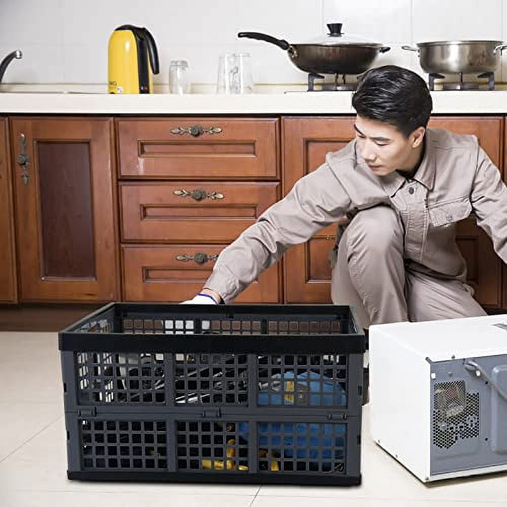 42 Liter Plastic Collapsible Storage Crate, Stacking folding crate, 4 ...