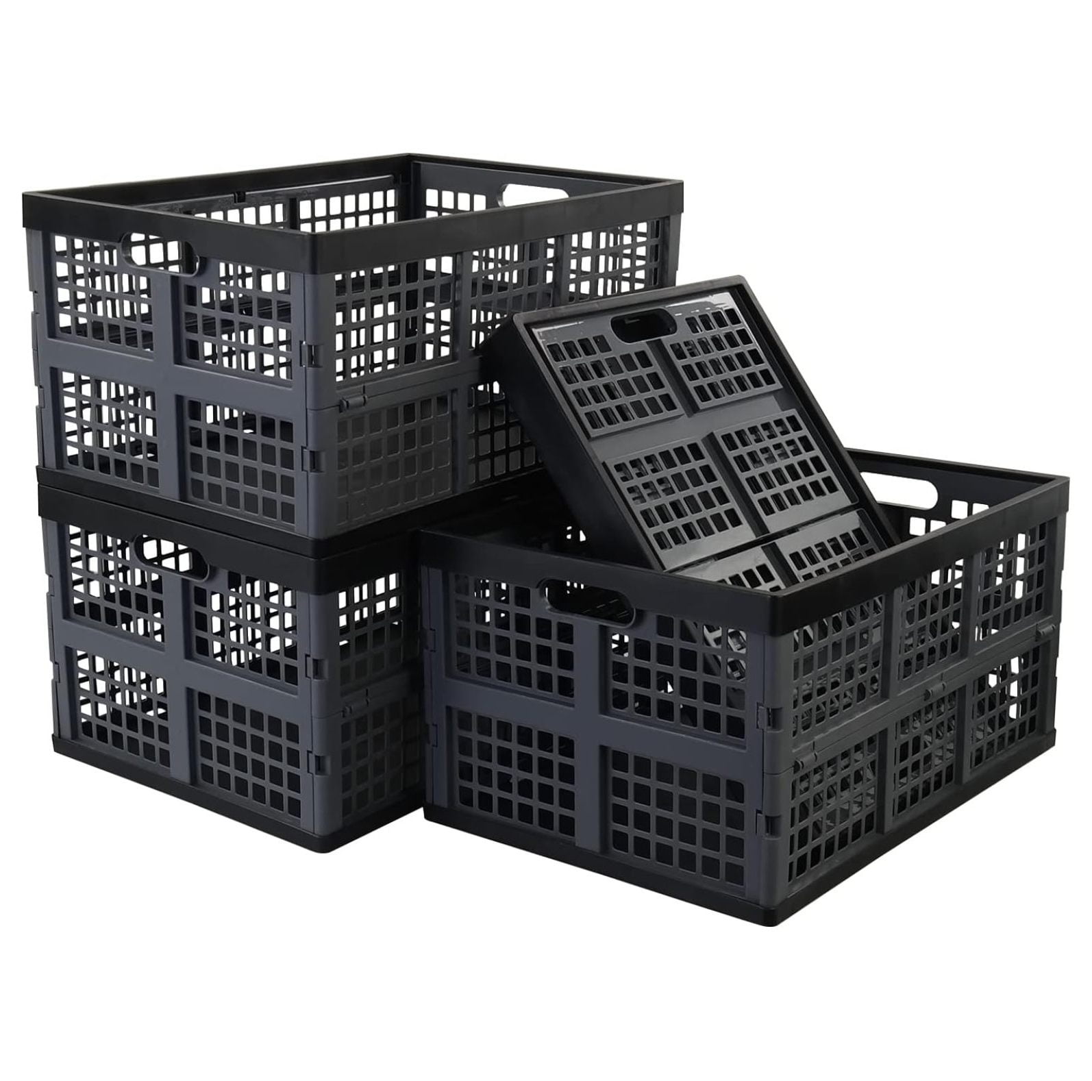 42 Liter Plastic Collapsible Storage Crate, Stacking folding crate, 4 ...