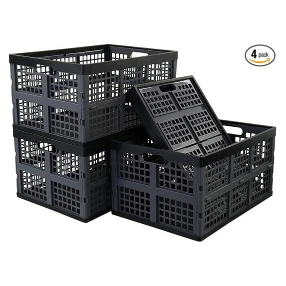 42 Liter Plastic Collapsible Storage Crate, Stacking folding crate, 4 ...