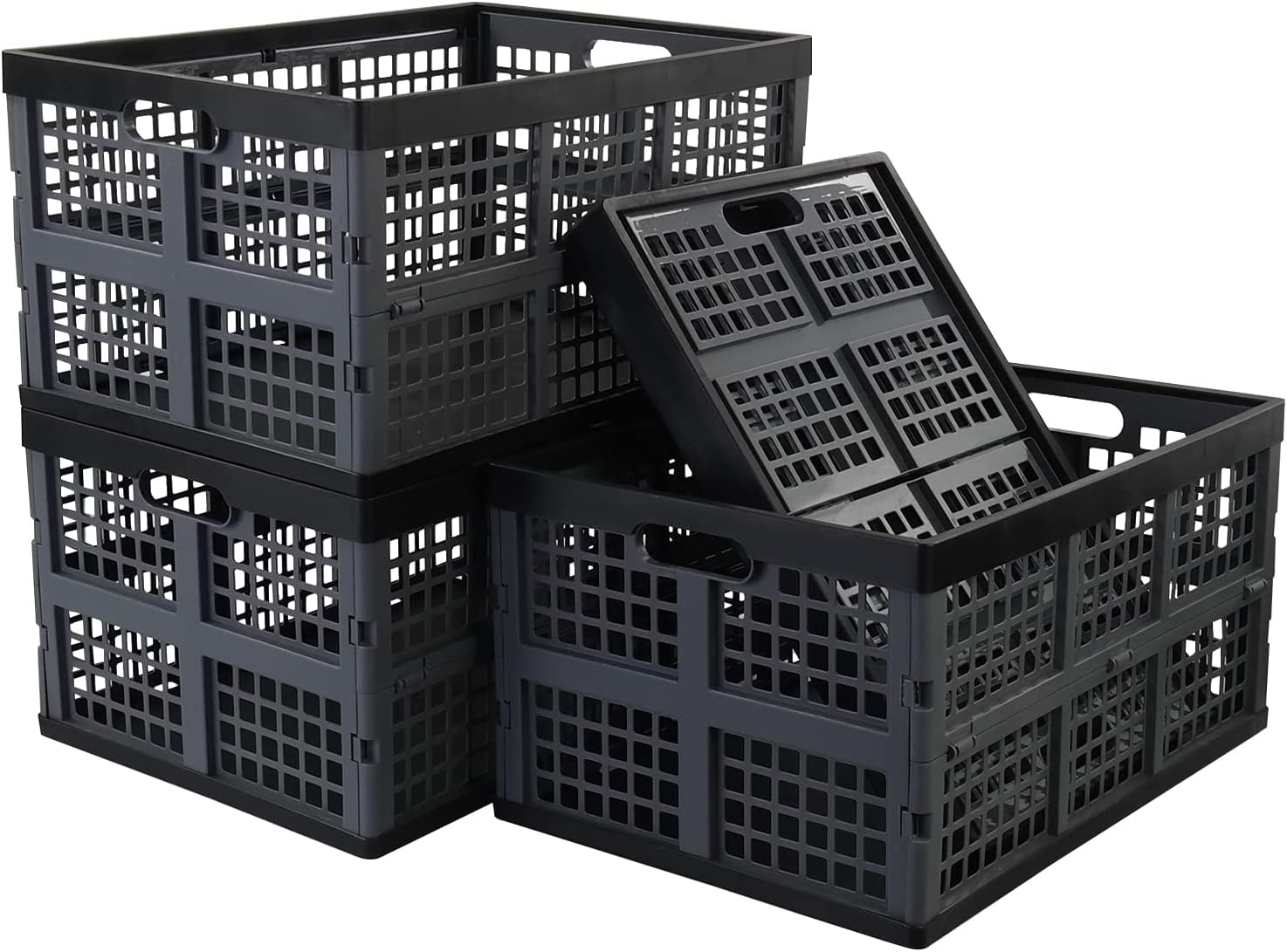 42 Liter Plastic Collapsible Storage Crate, Stacking folding crate, 4 ...