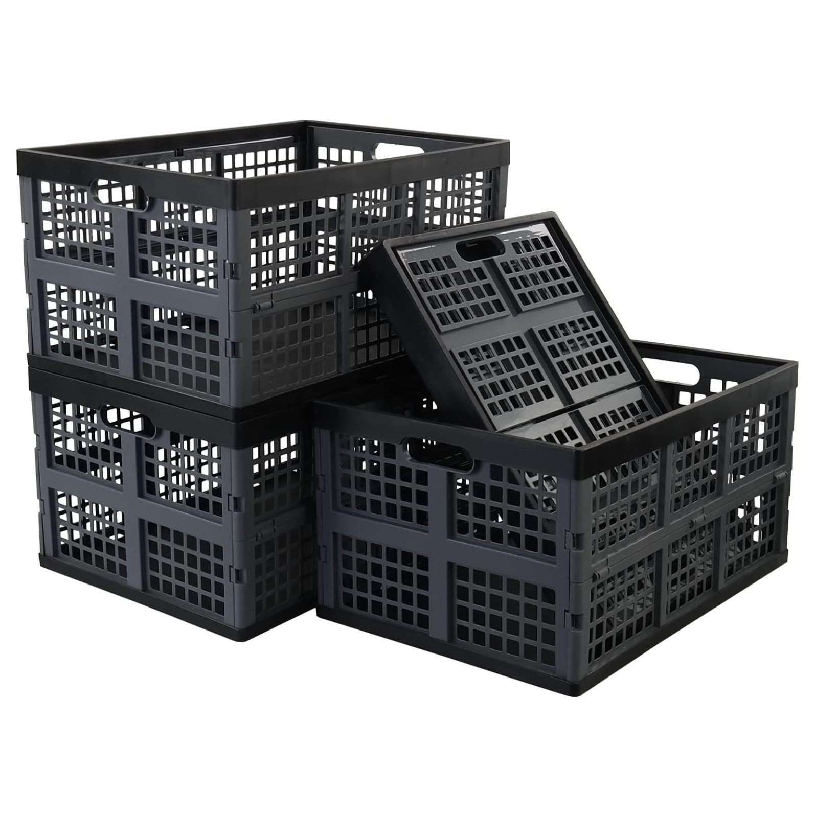 42 Liter Plastic Collapsible Storage Crate, Stacking folding crate, 4 ...
