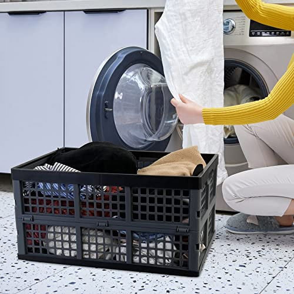 42 Liters Collapsible Storage Crate, Plastic Folding Crates, 4 Packs ...