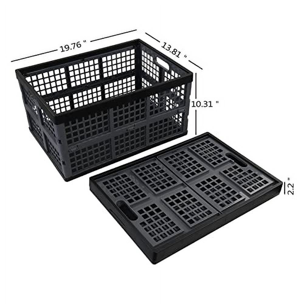 42 Liters Collapsible Storage Crate, Plastic Folding Crates, 4 Packs ...