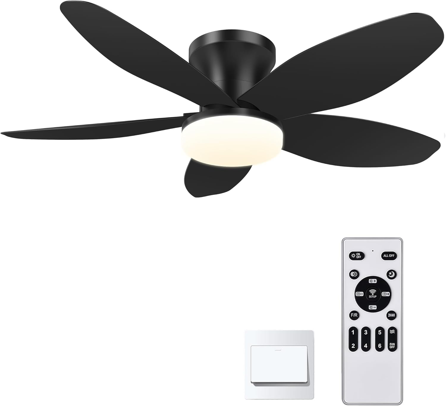 42" Low Profile Ceiling Fan with Lights & Remote - 6-Speed Wind ...