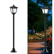 "42"" LED Solar Mini Vintage Street Lamp Post, Outdoor Garden Triple ...