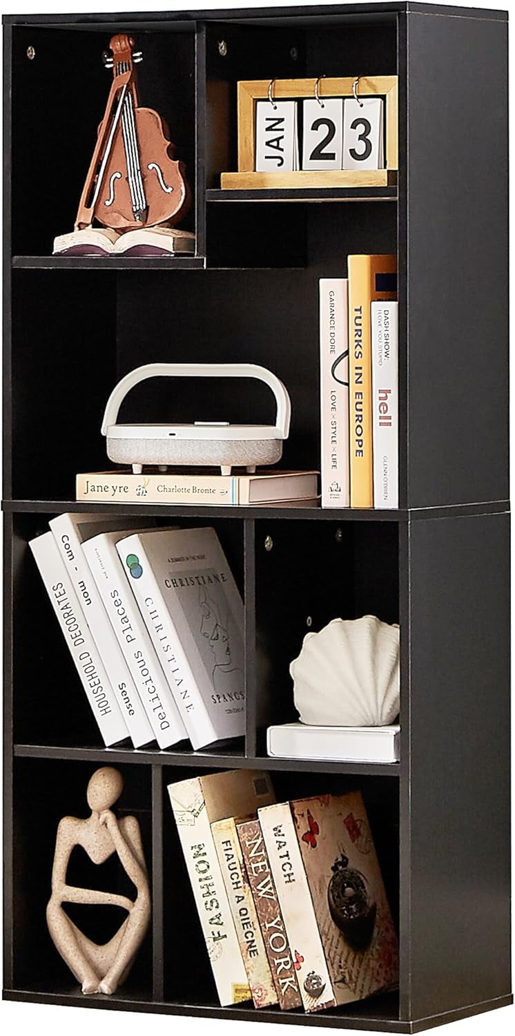 42" Modern Bookshelf,7 Cube Organizer Bookcase,Fits Tallest Hardcovers ...