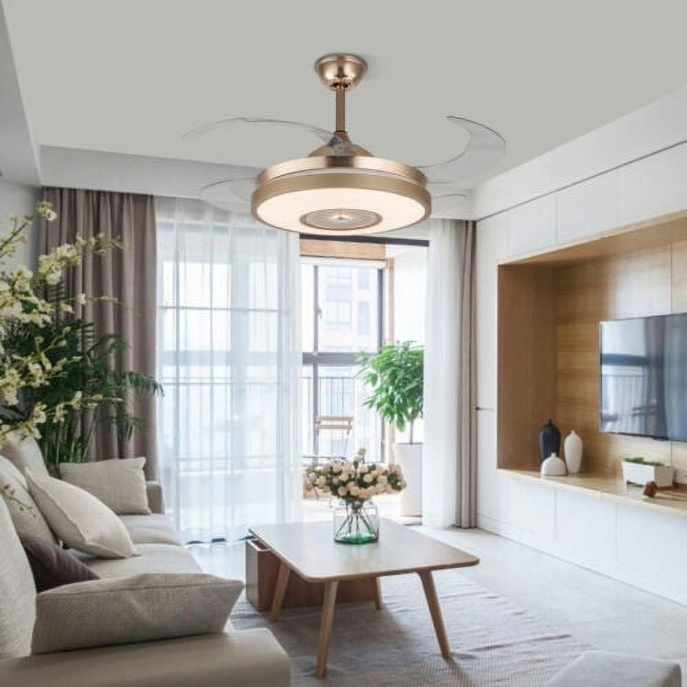 42'' Modern Ceiling Fan Light Retractable Blades Dimmable LED ...
