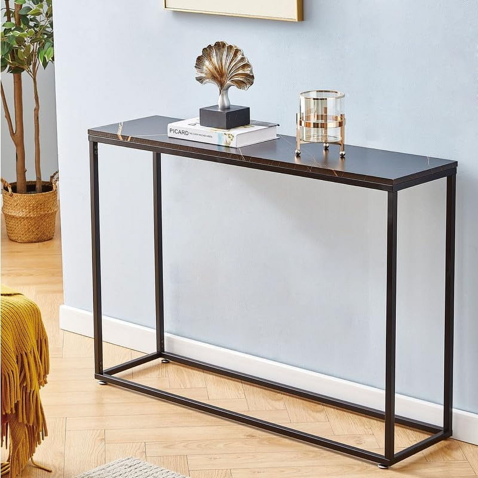 42" Modern Console Table for Entryway, Faux Marble Sofa Table with ...