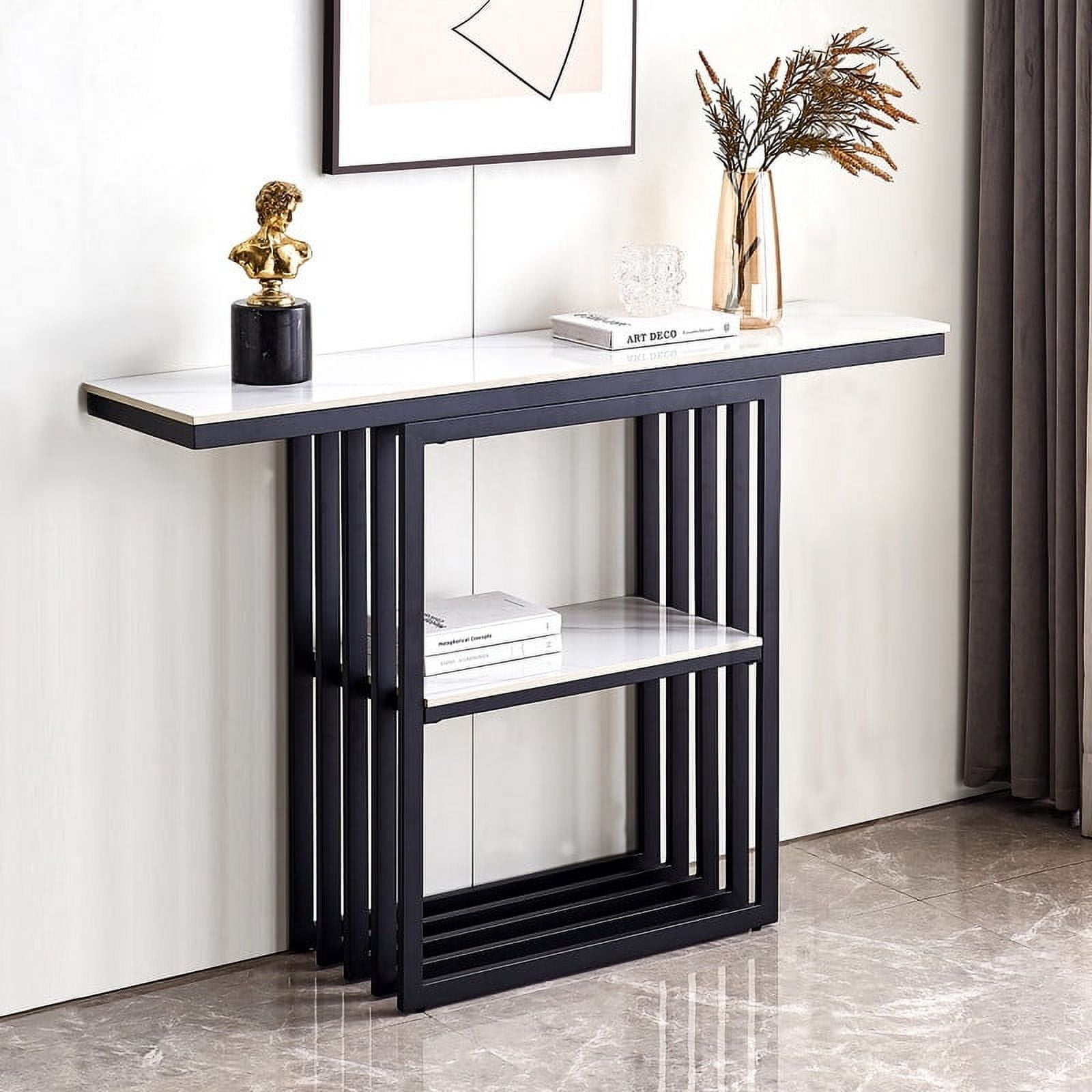 42'' Modern Entryway Console Table, Metal Frame with Adjustable foot ...