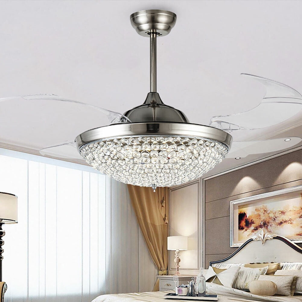 42'' Modern Invisible Fan Chandelier W/Remote Dimmable LED Crystal ...